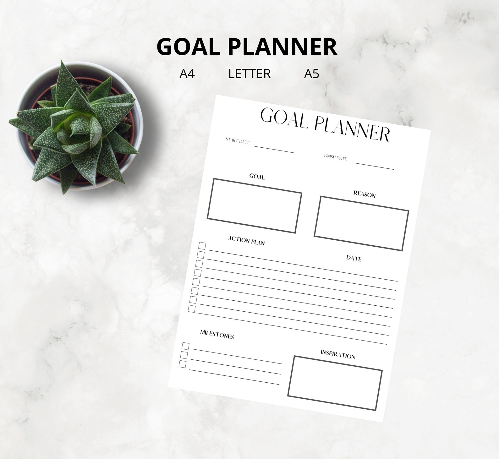 GOAL PLANNER Printable PDF - Digital Download - Planner - Checklist ...