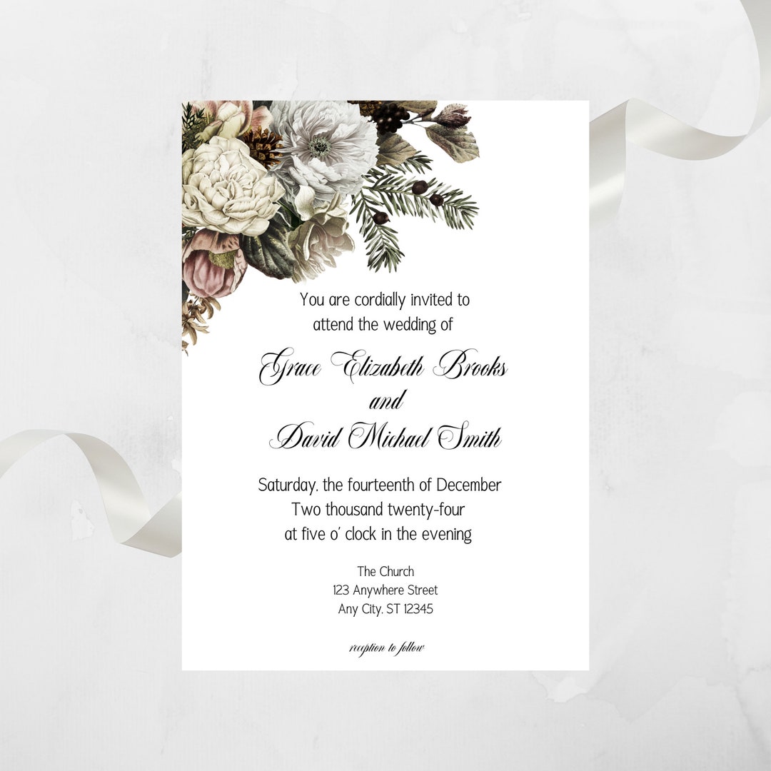 GRACE – Floral Wedding Invitation Template – Download – Editable ...
