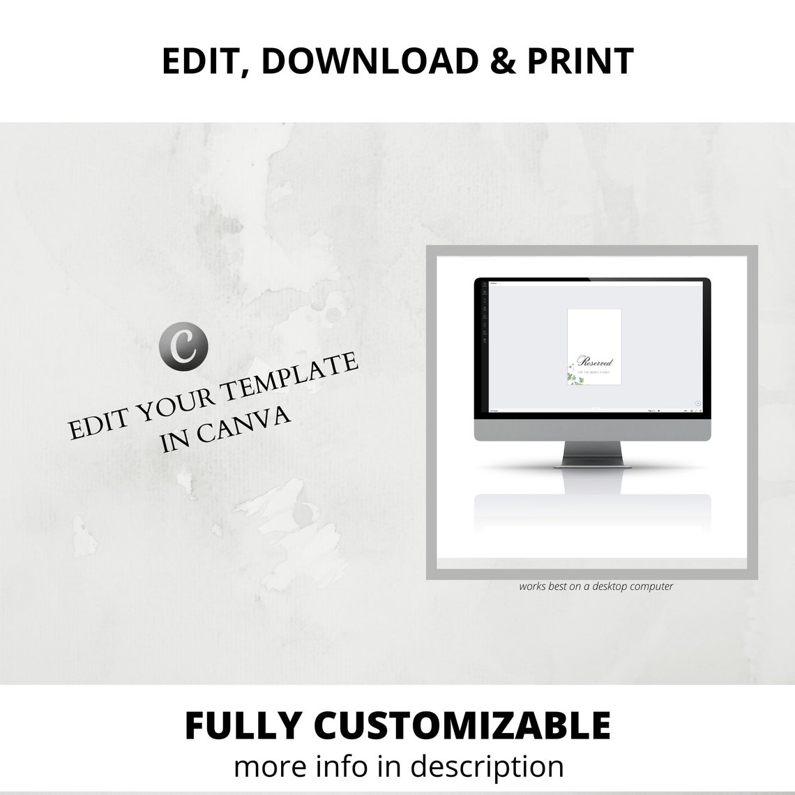 IVY – Greenery Wedding Reserved Sign Card Template – Download ...