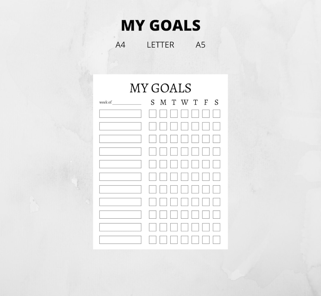 My Goals Printable - PDF - Digital Download - Planner - Checklist ...