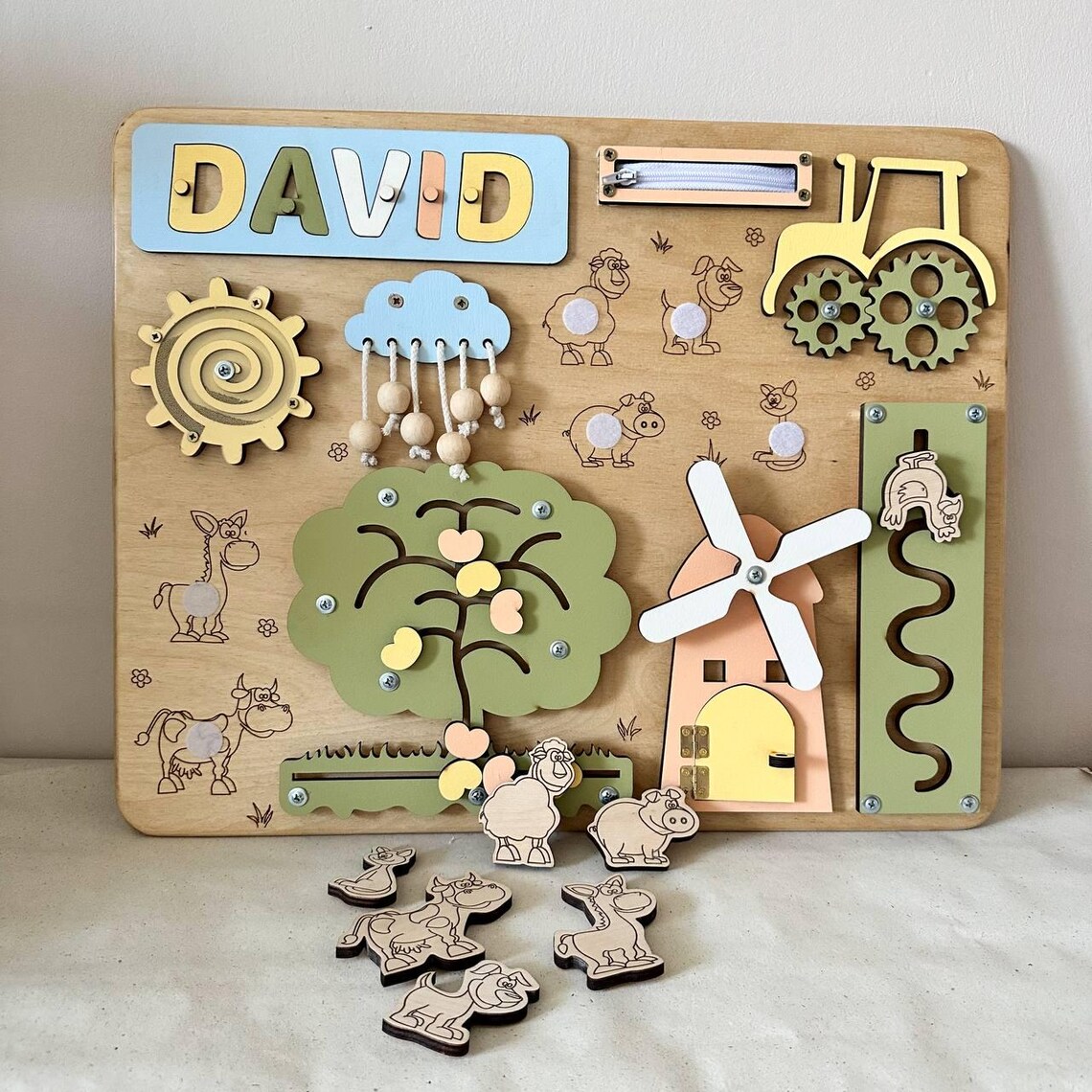 Developmental Board Farm, Busy Board, Personal Montessori Board ...