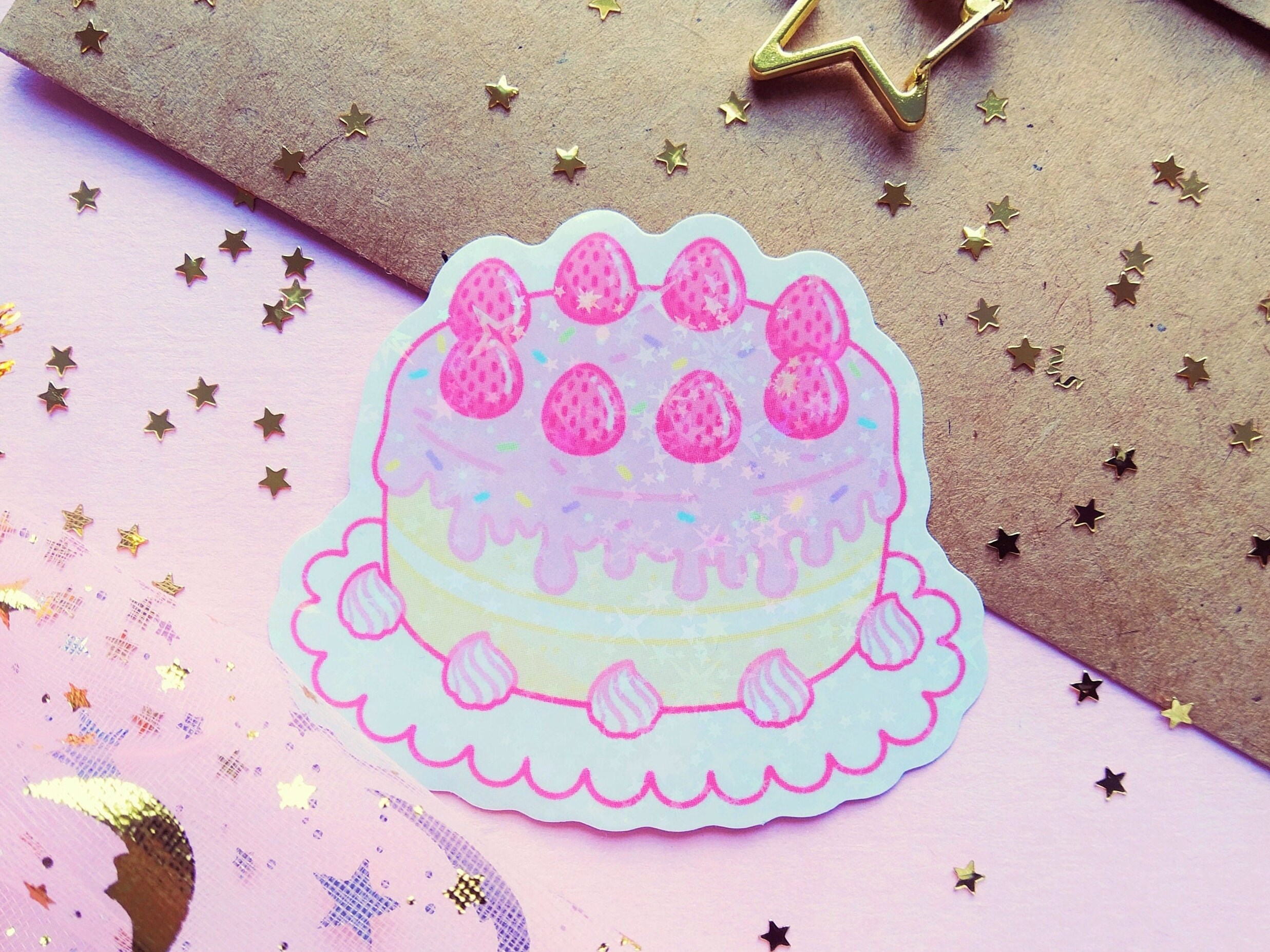 Strawberry Cake Sticker Birthday Cake Sticker Shortcake - Etsy