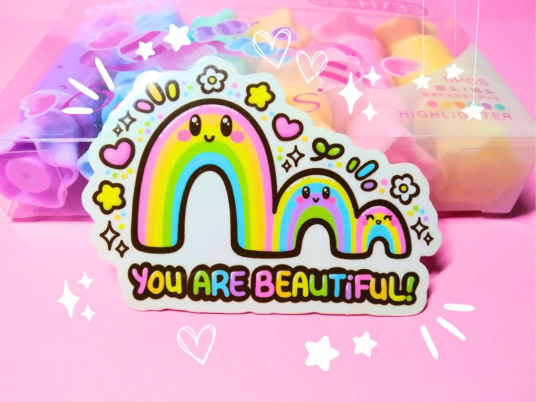 You Are Beautiful Stickers-rainbow Stickers-self Love Stickers-cute ...