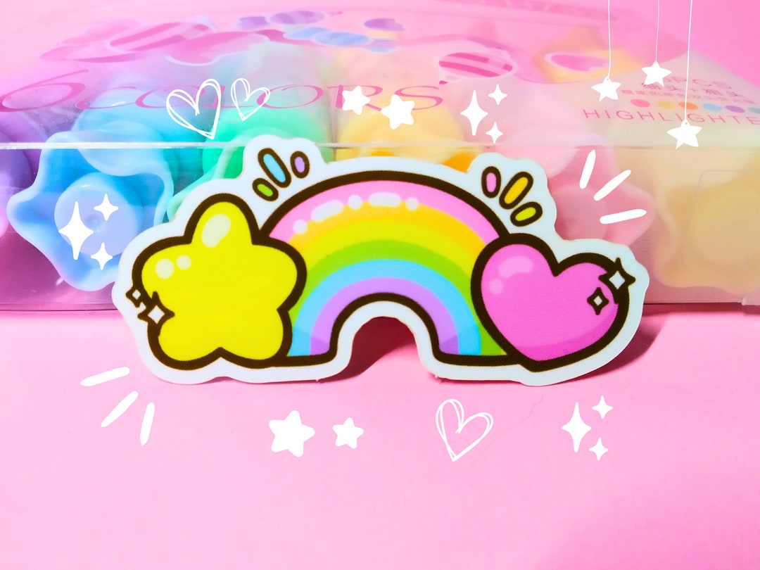 Star Rainbow Heart Sticker-cute Kawaii Rainbow Sticker-cute Aesthetic ...