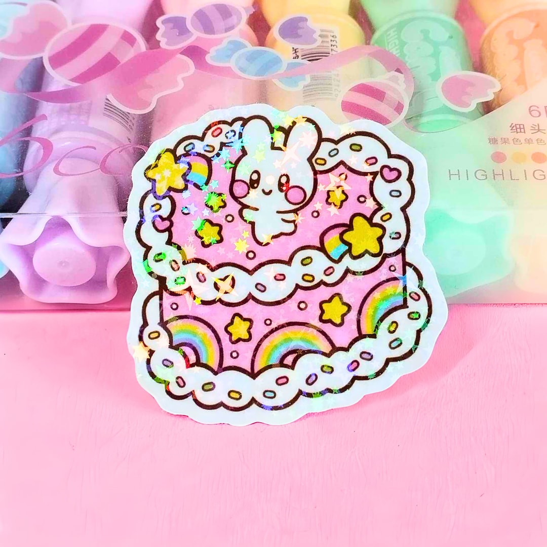 Strawberry Cake Sticker-vintage Cake Sticker-kawaii Holographic Sticker ...