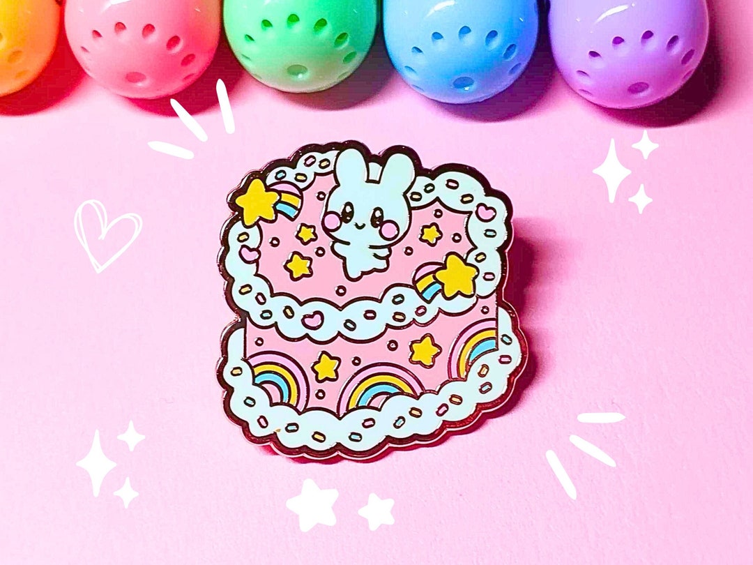 Vintage Cake Enamel Pin-heart Cake Pin-strawberry Cake Pin-cute Bunny ...