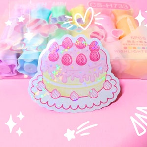 Strawberry Cake Sticker, Birthday Cake Sticker, Shortcake Sticker ...