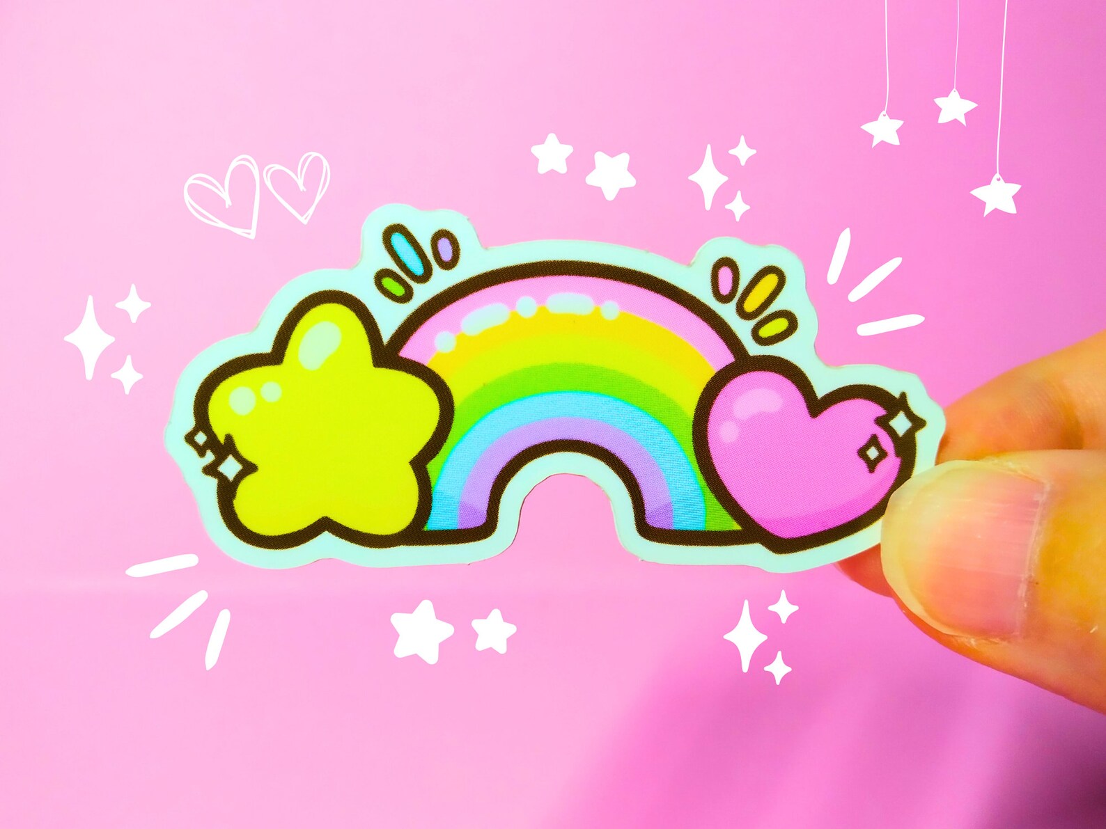Star Rainbow Heart Sticker-cute Kawaii Rainbow Sticker-cute Aesthetic ...