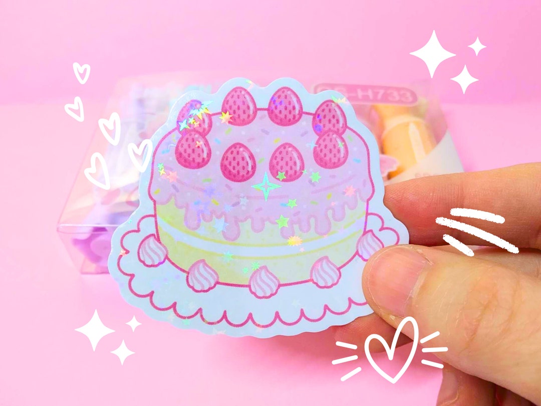 Strawberry Cake Sticker, Birthday Cake Sticker, Shortcake Sticker ...