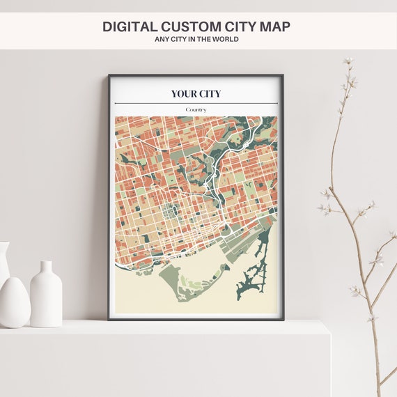 Custom City Map Print City Map Digital Print Custom Map - Etsy UK