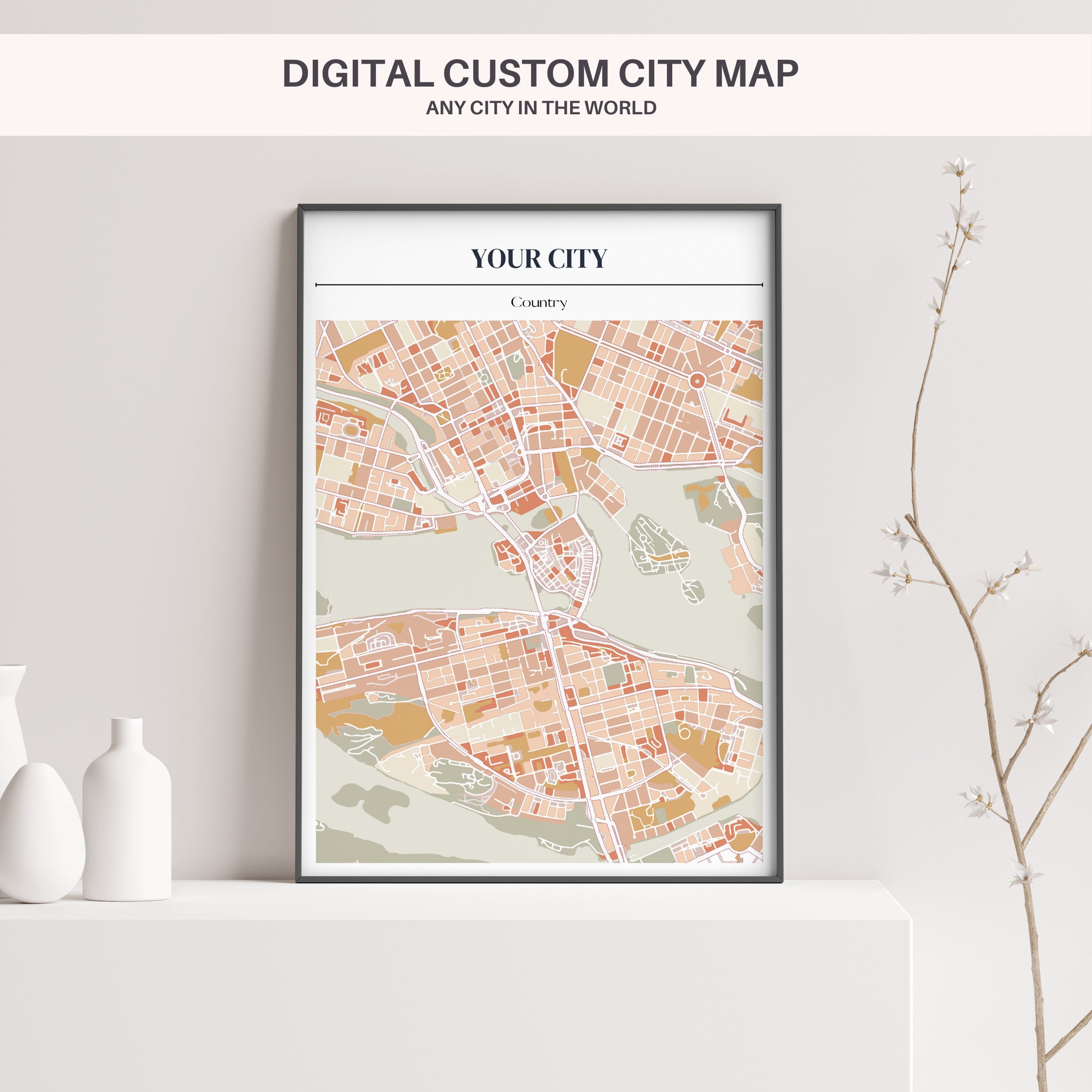 Custom City Map Print, City Map Digital Print, Custom Map Gift ...