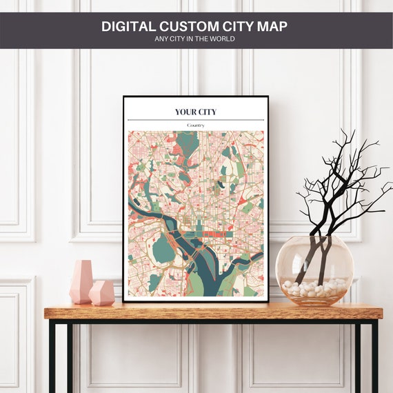 Printable Custom Map City Map Print City Map Digital Print - Etsy