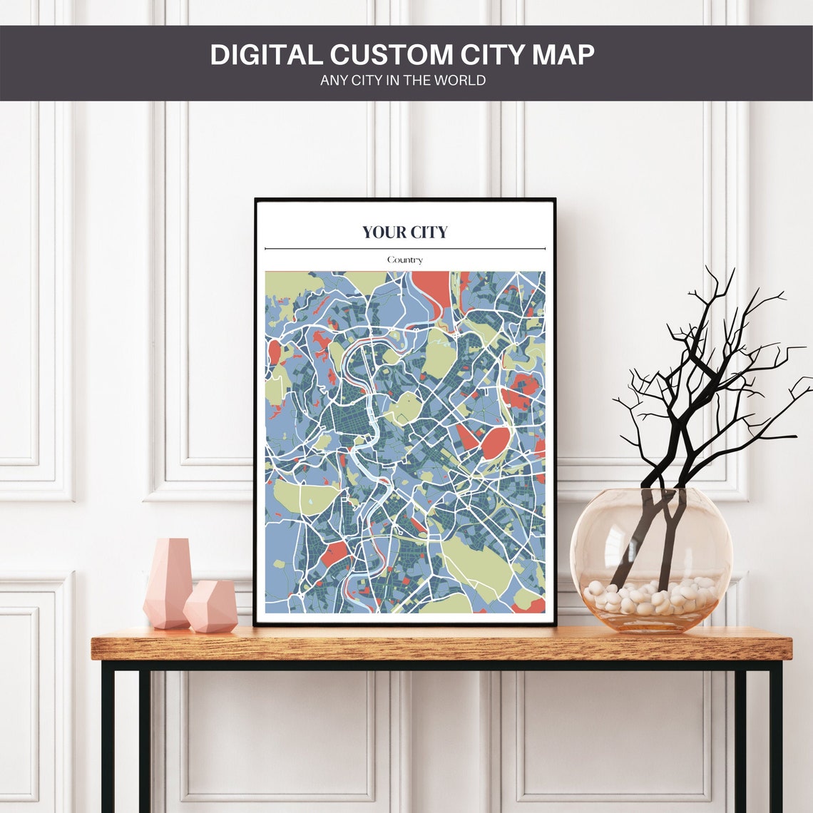 Custom City Map Print, City Map Digital Print, Custom Map Gift ...