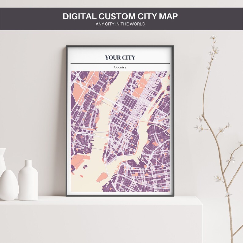 Custom City Map Print City Map Digital Print Custom Map - Etsy