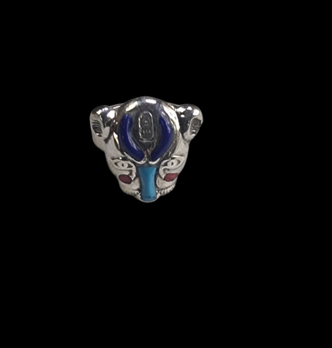 Egyptian Handmade Silver 925 Bastet Cat Ring With Gemstones ,silver ...