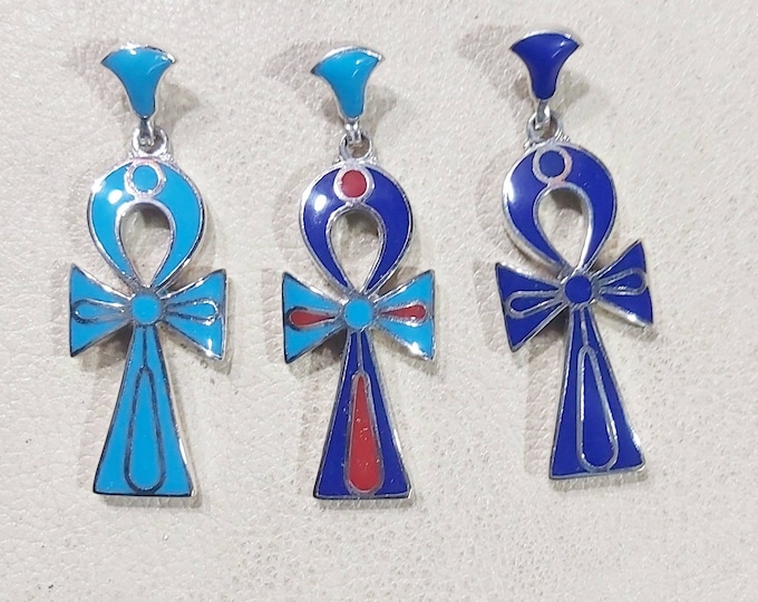 Lapis Blue Ankh Necklace, 14k Gold Vermeil Over Sterling Silver Ankh ...