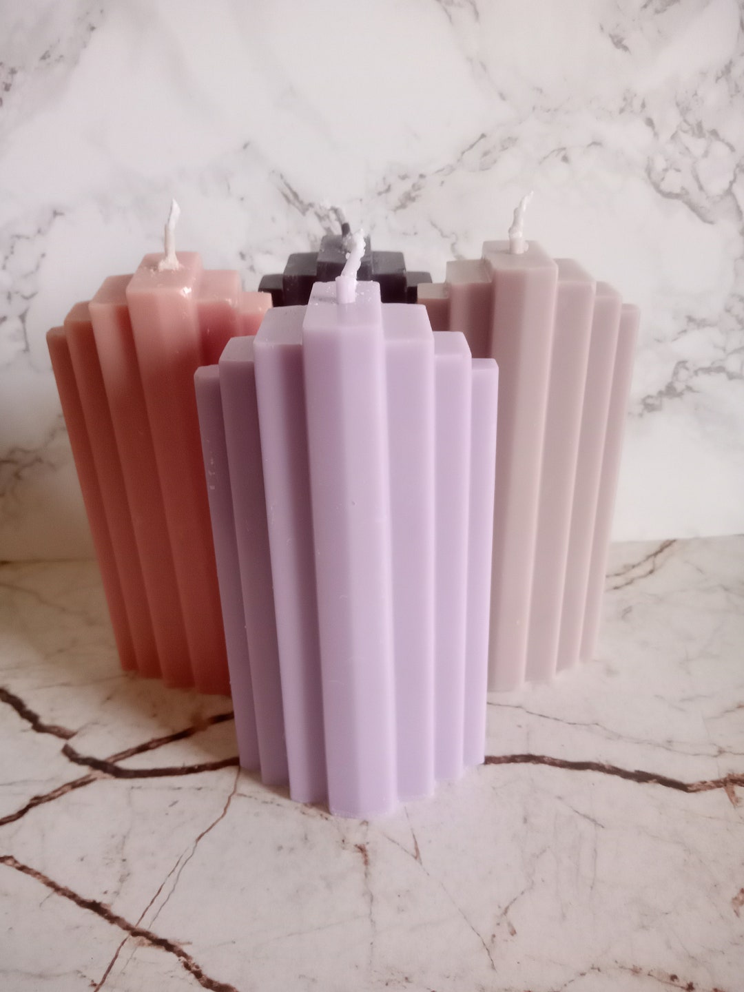 Art Deco Candle Tower Pillar Candle Geometric Abstract Decorative Gift ...