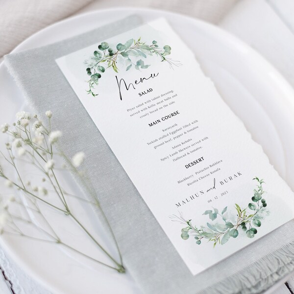 Printable Eucalyptus Menu Card - Etsy