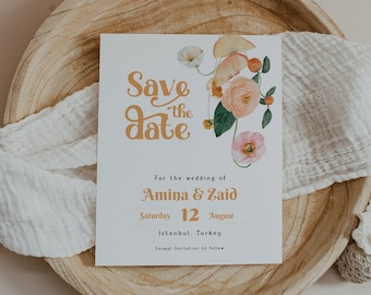 Groovy Save the Date Template - Etsy
