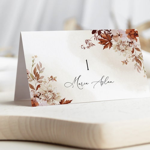 Place Cards Template Fall Autumn Place Card Template Wedding - Etsy