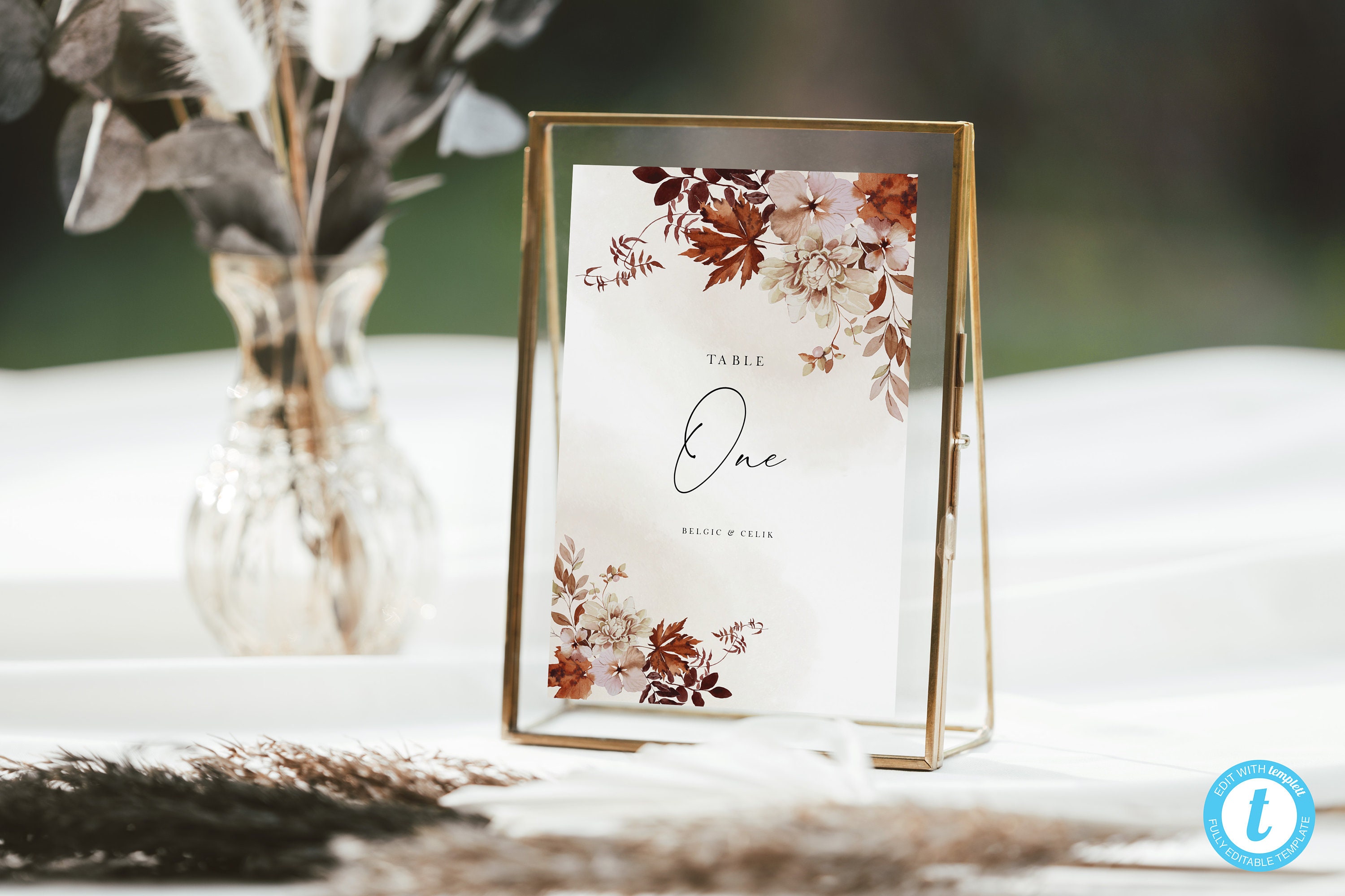 Rustic Fall Wedding Table Numbers Template Autumn Table - Etsy