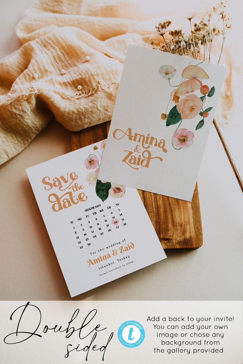 Retro Save the Date and Evite Template, Calendar Save the Date, Groovy ...