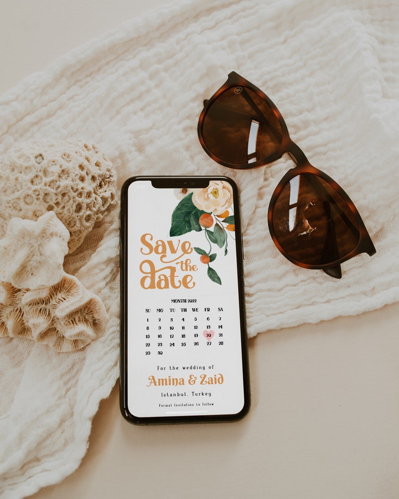 Retro Save the Date and Evite Template, Calendar Save the Date, Groovy ...