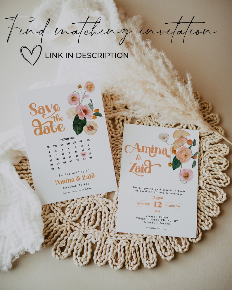 Retro Save the Date and Evite Template, Calendar Save the Date, Groovy ...