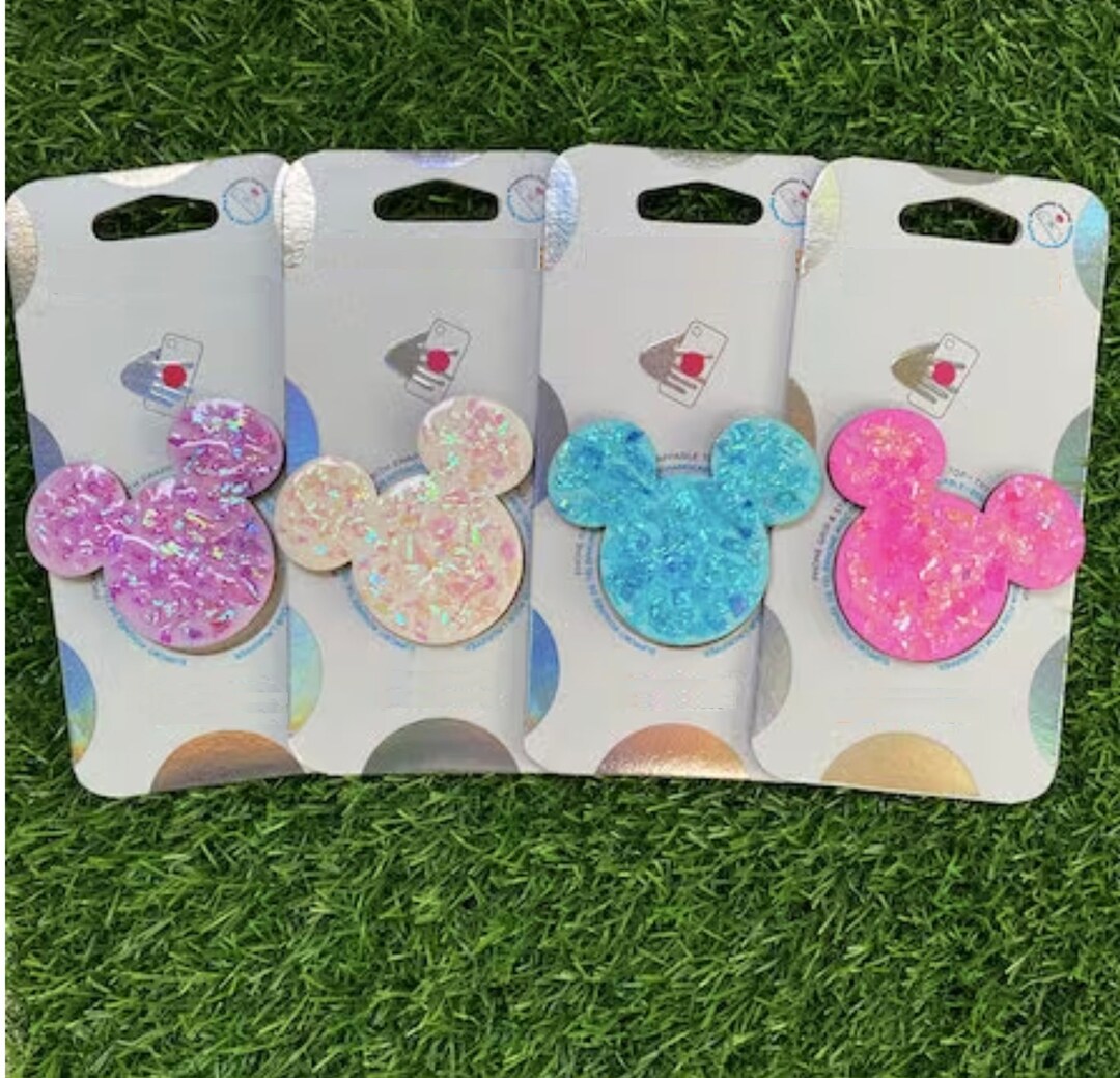 Mickey Inspired Pixie Dust Phone Grip With Swappable Tops Glitter Resin ...