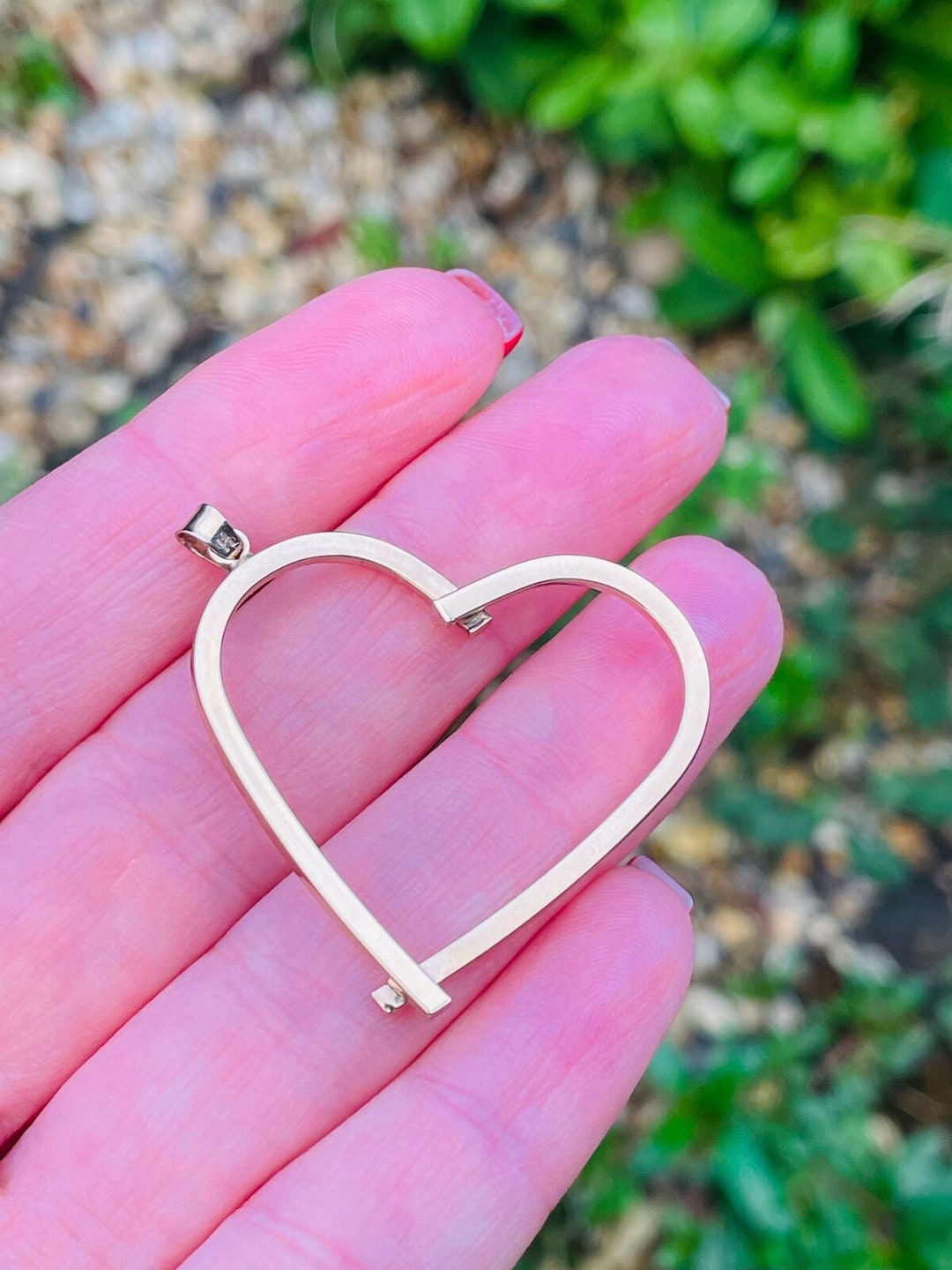9ct Gold Large Open Heart Pendant - Etsy