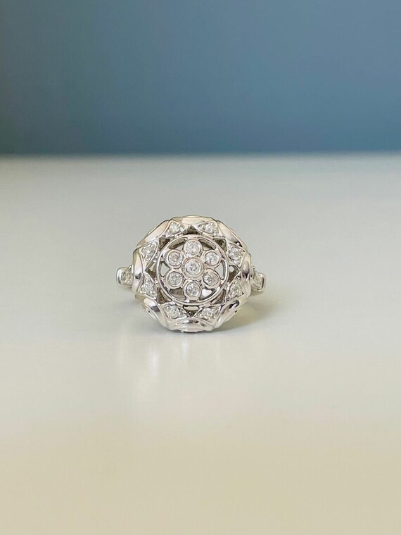 9ct Gold Diamond Open-work Cluster Ring - Etsy