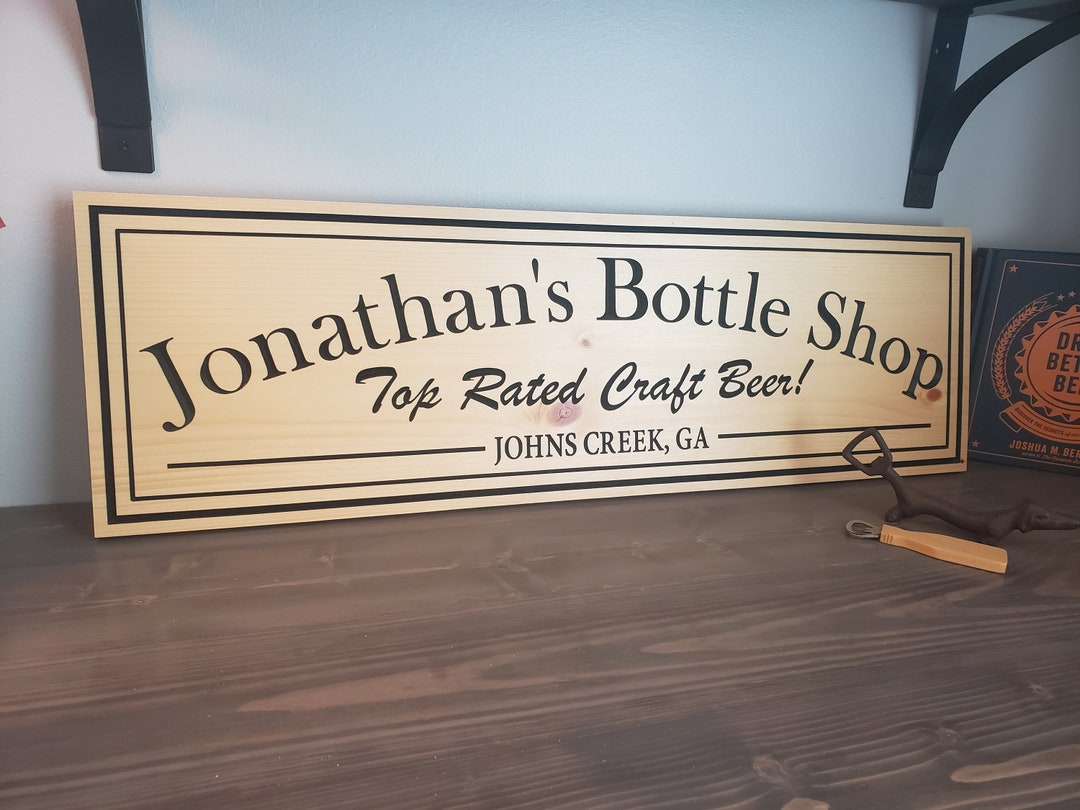 Large Bottle Shop Bar Sign Wood Carved, Game Room, Man Cave Sign, Craft ...