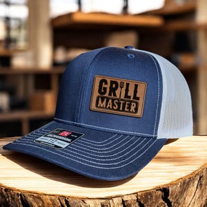 Funny Leather Patch Hat, Design for Dads, Grill Master, Richardson 112 ...