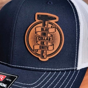 Blue Collar Trucker Hat, Blue Collar Unite, Working Class, Leather ...