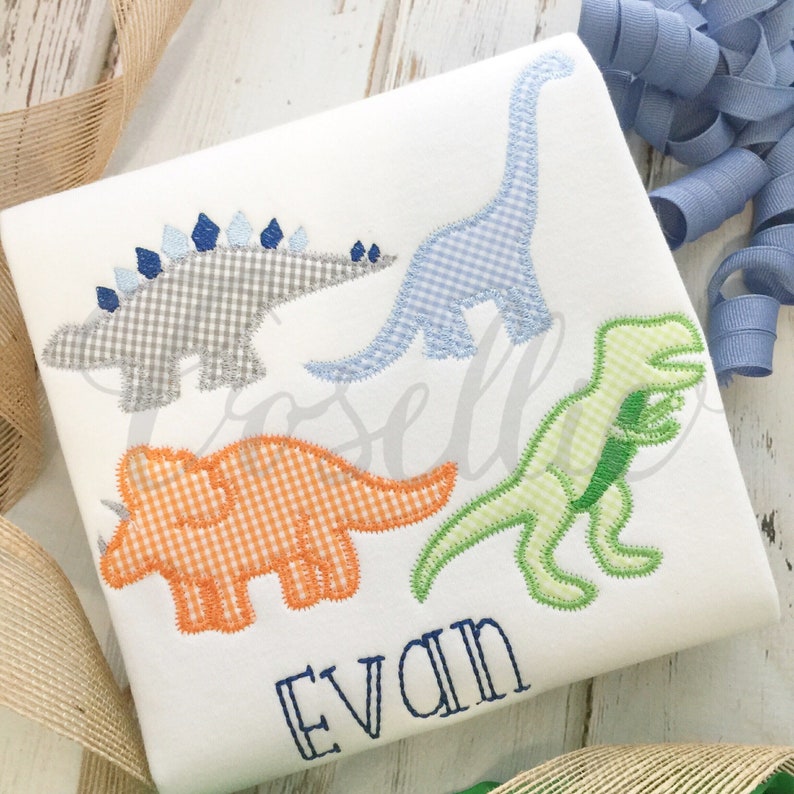 Simple Dinosaurs Appliqué Embroidery Design, Vintage Dinosaurs, Boys, T ...