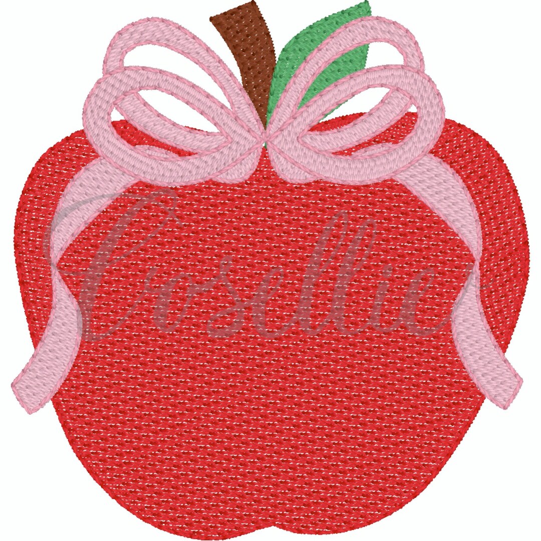 Apple Bow Embroidery Design, Art, Apple, Books, Crayons, Vintage ...