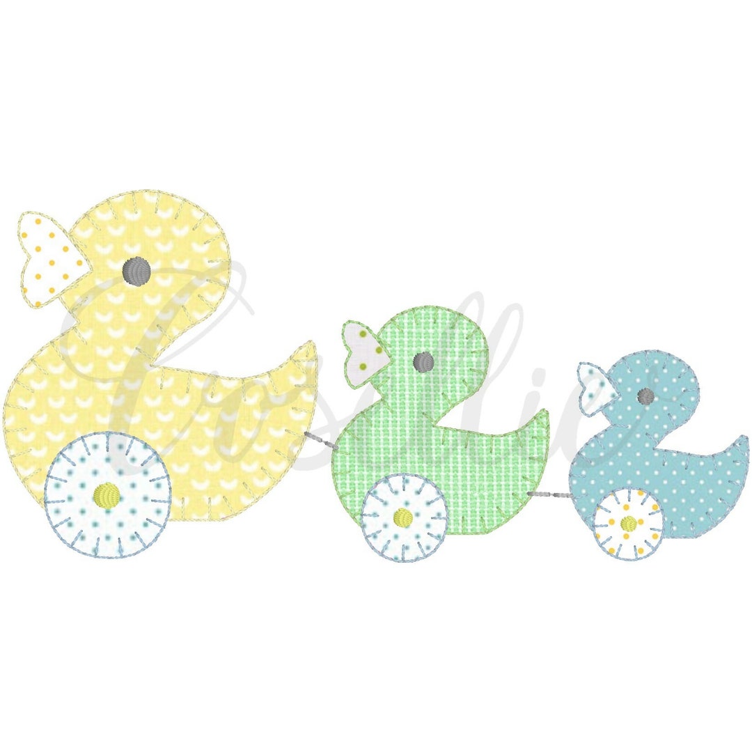 Duck Pull Toy Embroidery Design, Toy Ducks, Duck Pulltoy, Baby, Vintage ...