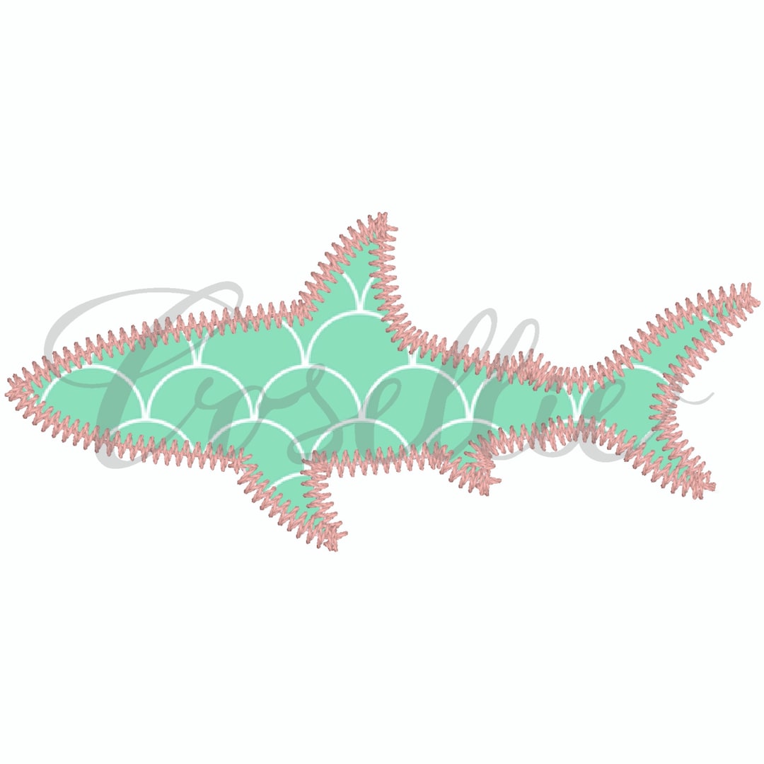 Shark Applique Embroidery Design - Shark Embroidery Design - Machine ...