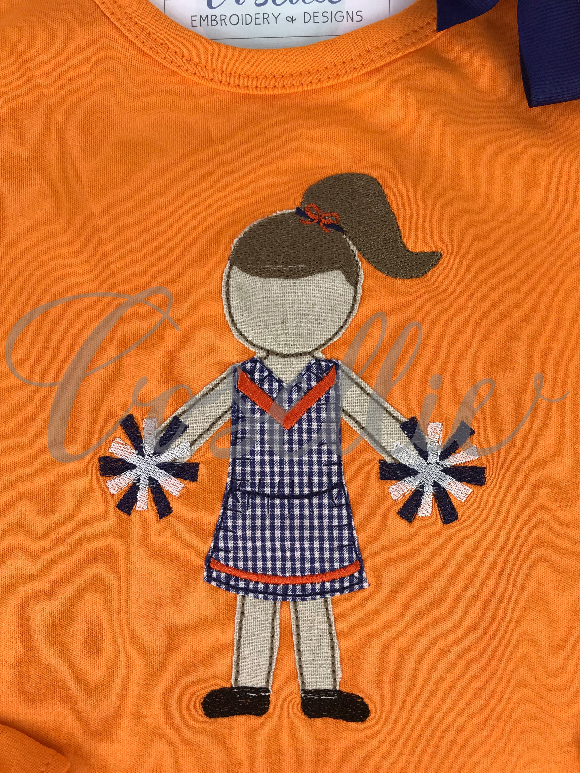 Cheerleader Embroidery Design, Football, Cheer, Girl, Vintage Stitch ...