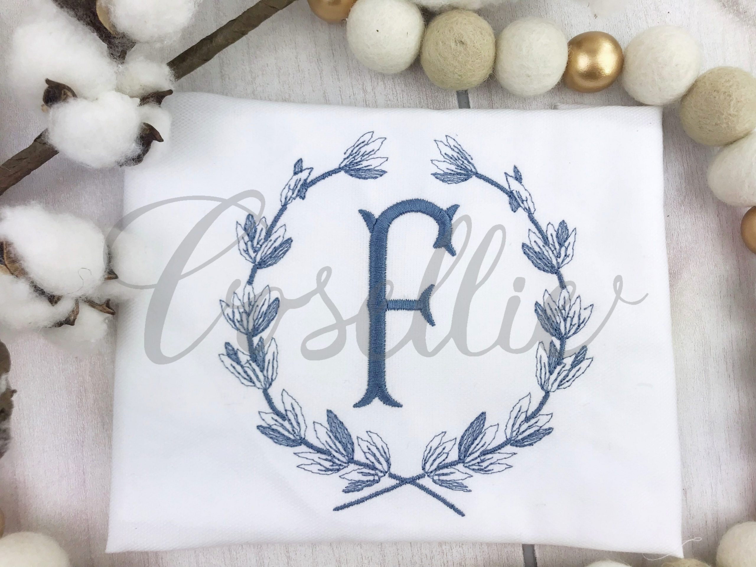 Viney Wreath Embroidery Design Laurel Wreath Frame Laurel - Etsy