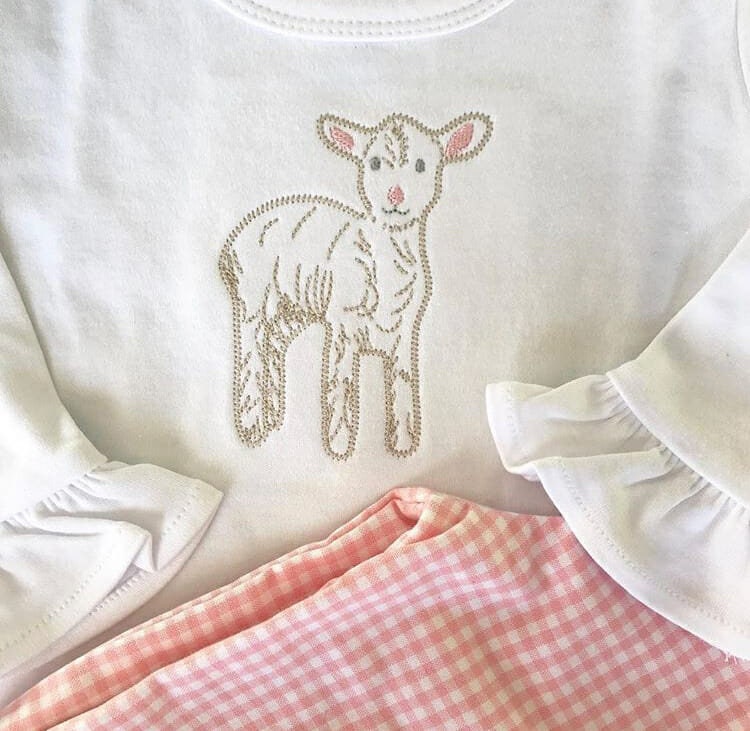 Lamb Outline Embroidery Design Vintage Lamb Easter Easter - Etsy
