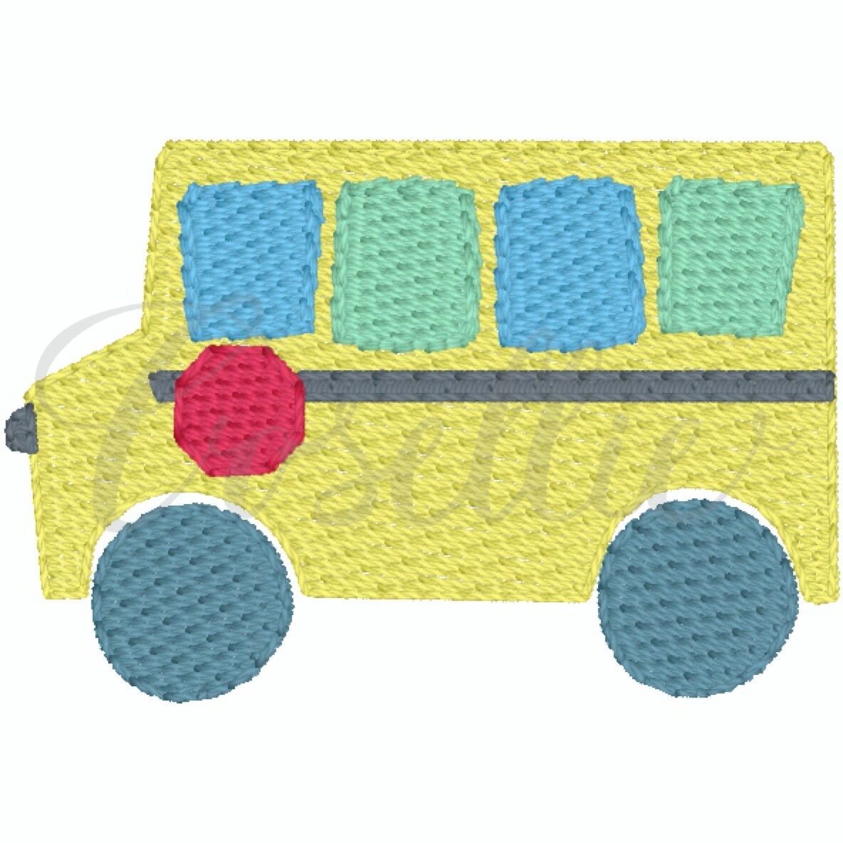 Mini School Bus Embroidery Design, Bus, Apple, School Bus, Apple ...