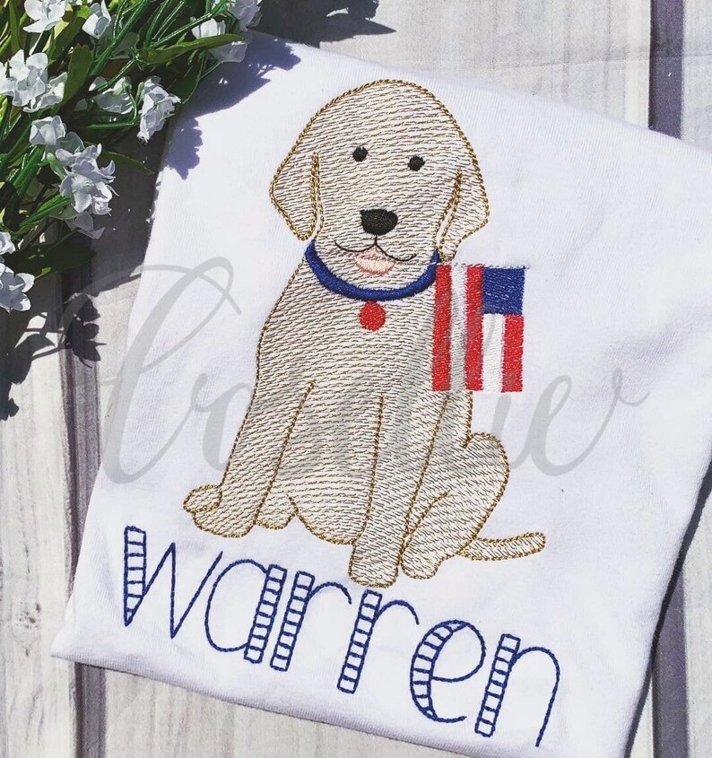 Patriotic Lab Boy Embroidery Design, Lab, Dog, Dog With Flag, American ...