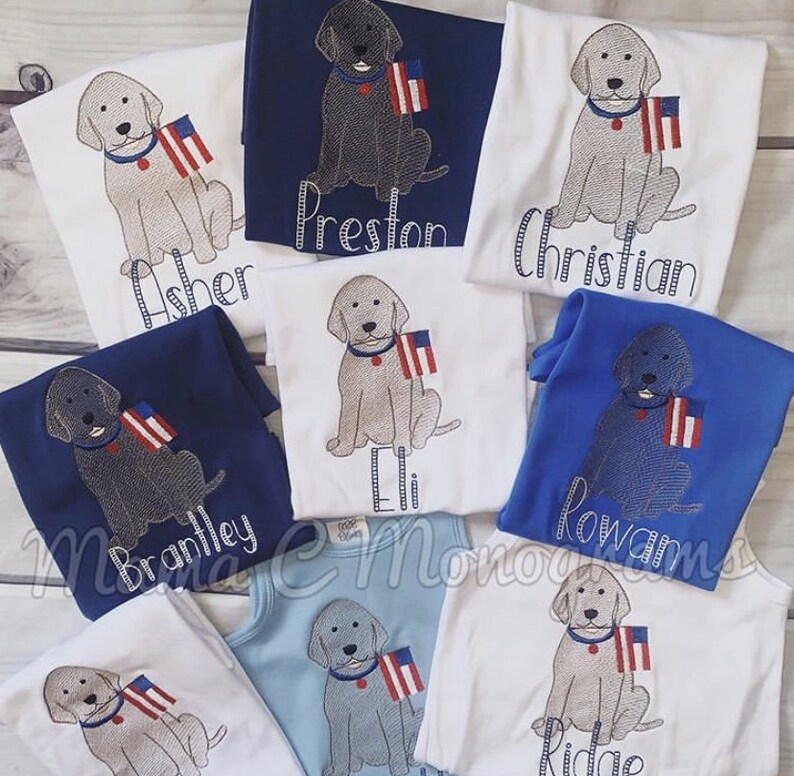 Patriotic Lab Boy Embroidery Design, Lab, Dog, Dog With Flag, American ...