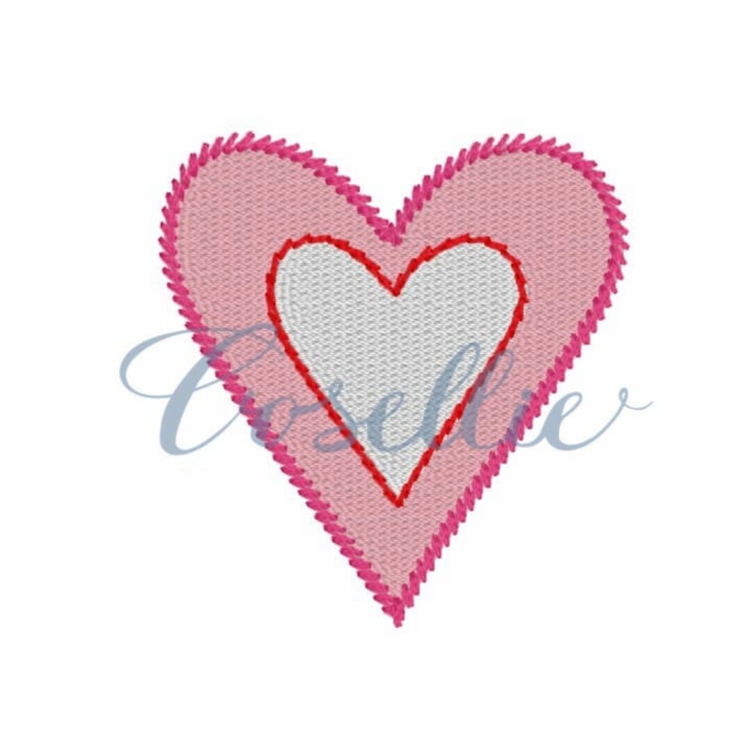 Mini Double Heart Embroidery Design - Etsy