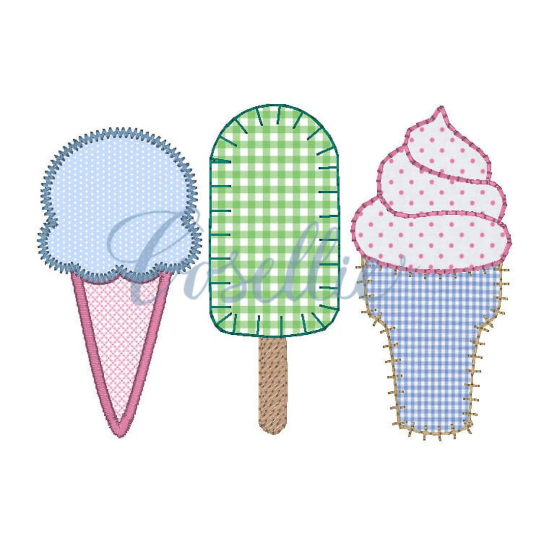 Ice Cream Applique Embroidery Design, Ice Cream Embroidery Design ...