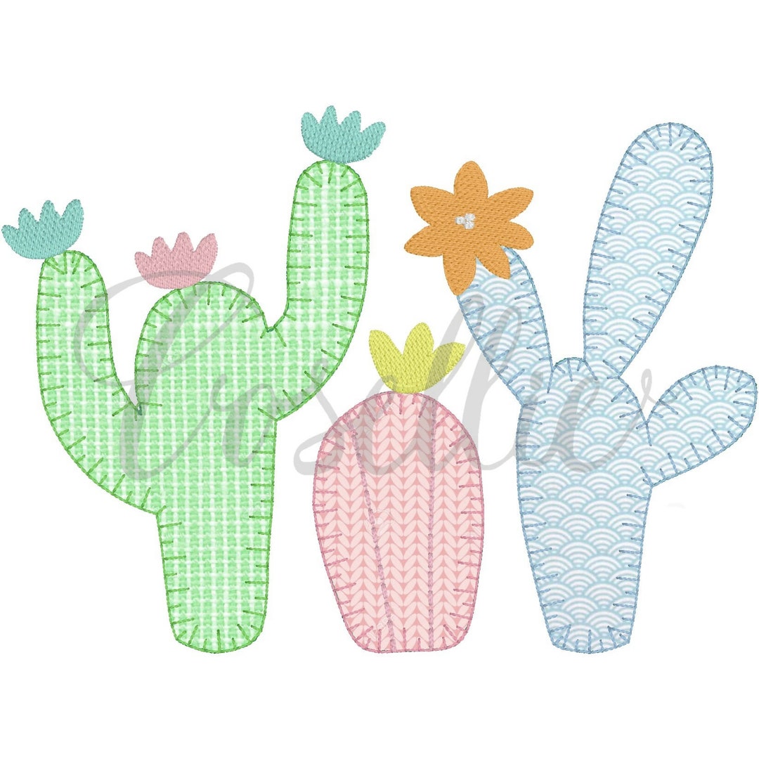 Cactus Embroidery Design, Cactus, Cactus Applique, Summer, Vintage ...