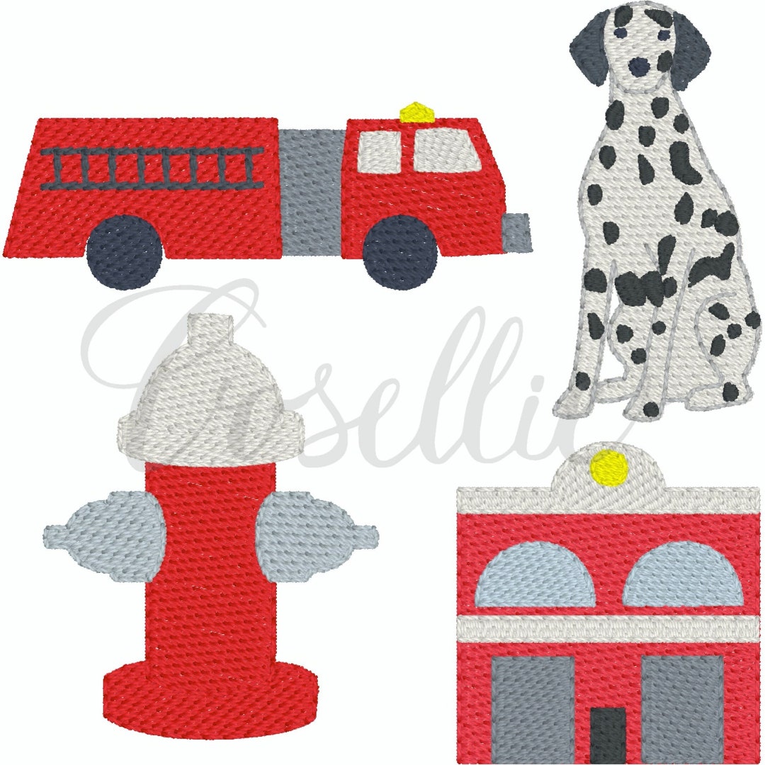 Firehouse Minis Embroidery Designs, Mini Dalmatian, Mini Fire Hydrant ...