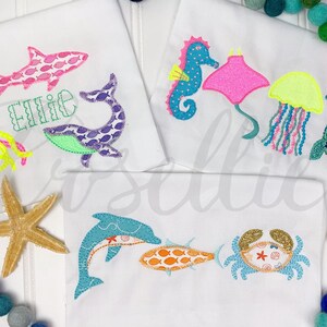 10 Sea Creatures Applique Embroidery Design - Sea Animals Embroidery ...