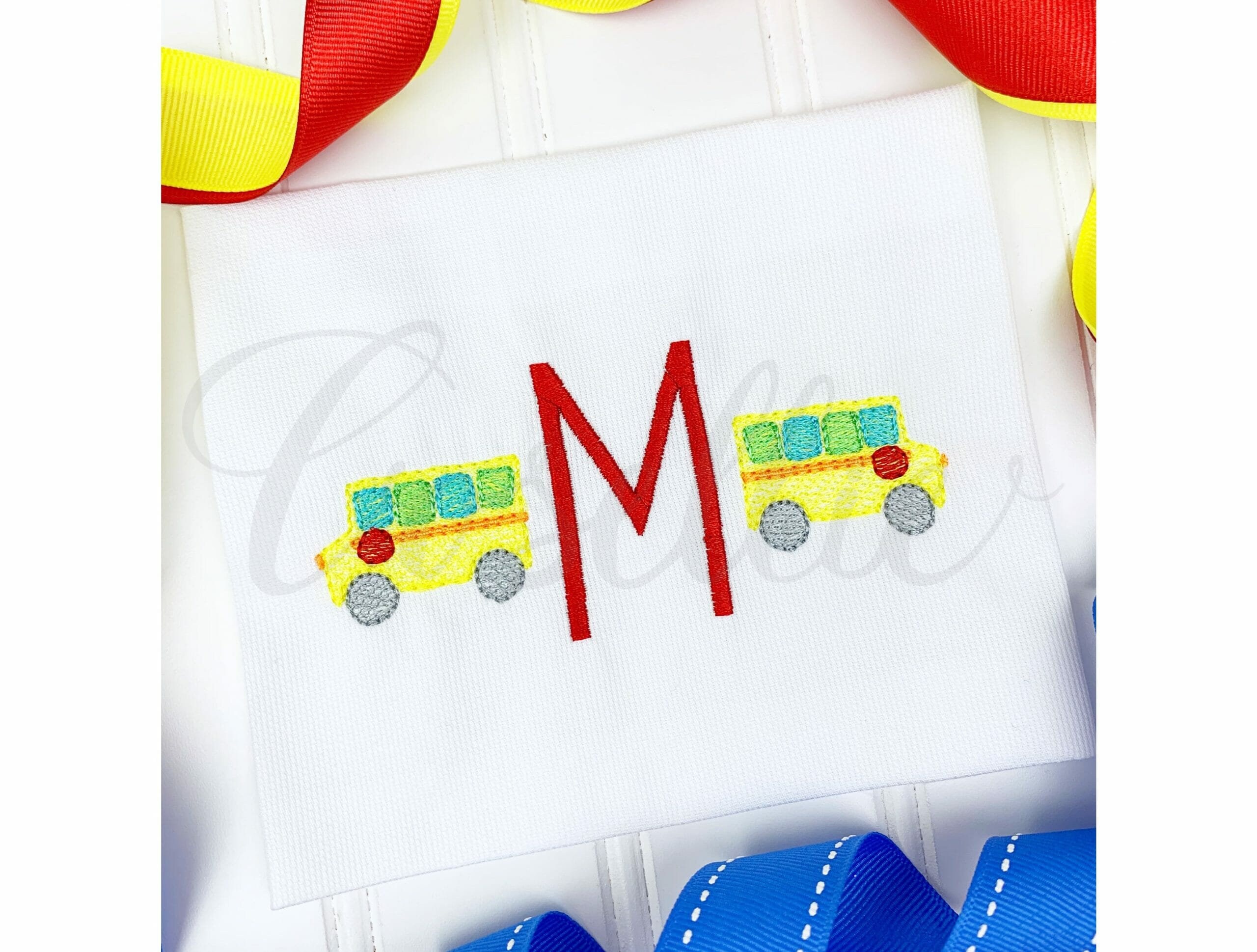 Mini School Bus Embroidery Design, Bus, Apple, School Bus, Apple ...